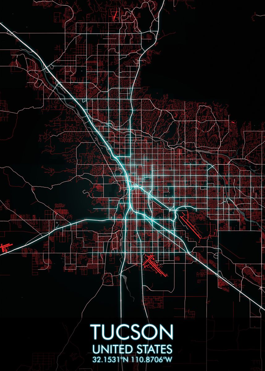 'TUCSON City Map' Poster by cuplizx | Displate