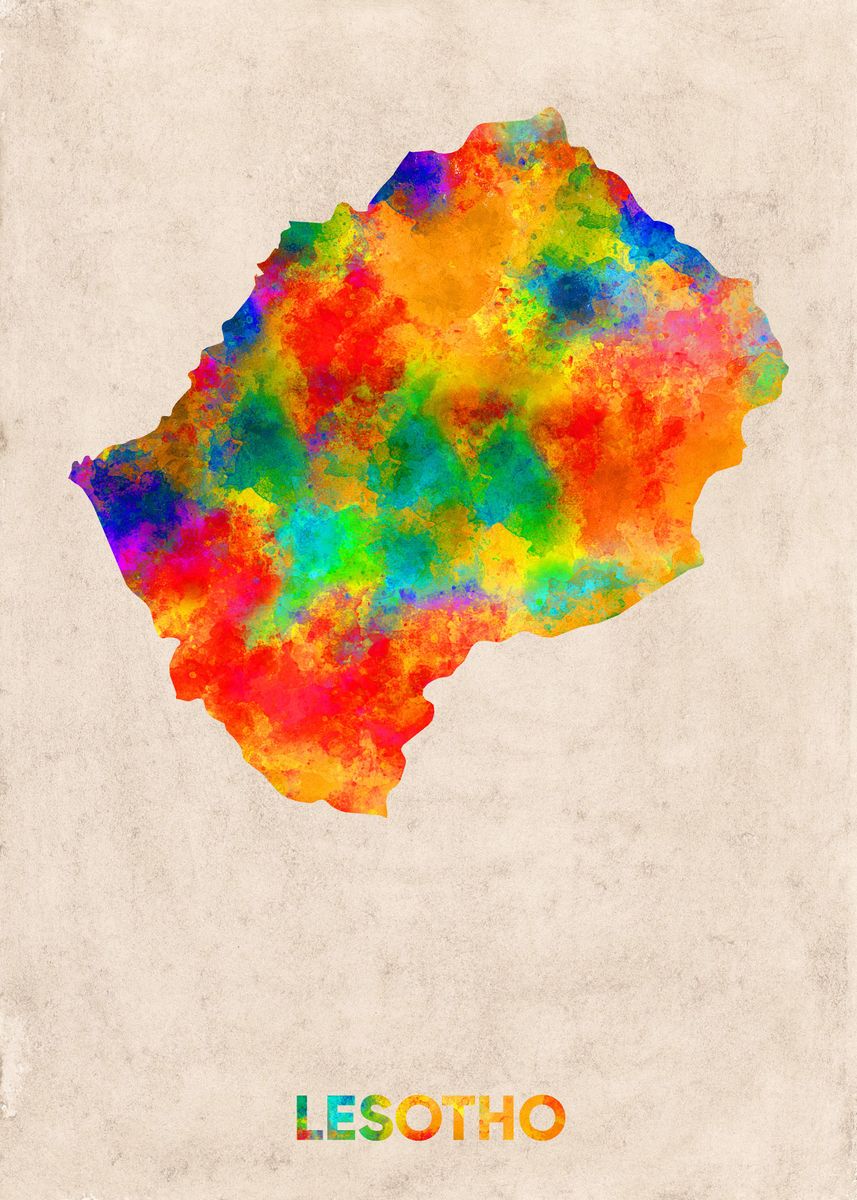 'Lesotho map' Poster, picture, metal print, paint by SplashDesign ...