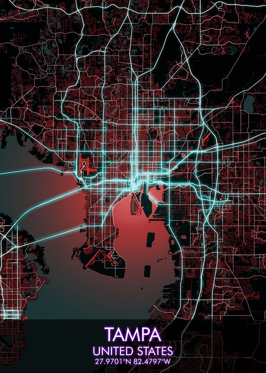 'TAMPA City Map' Poster by cuplizx | Displate