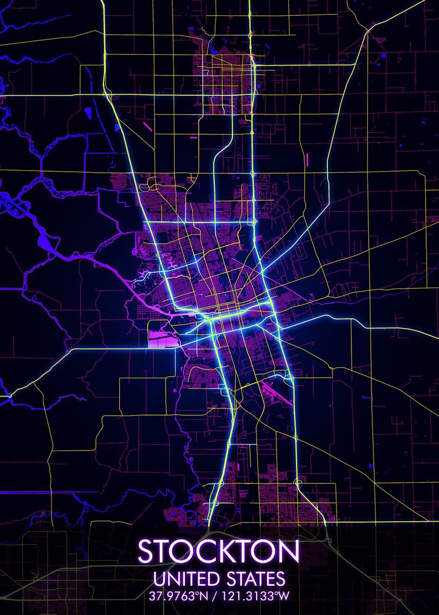'STOCKTON City Map' Poster, picture, metal print, paint by Artcom ...