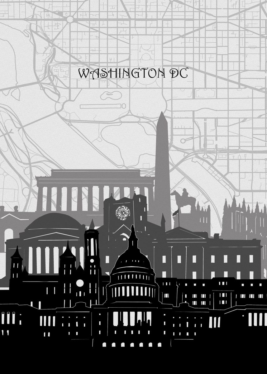'washington dc cityscape ' Poster by Bekim Art | Displate