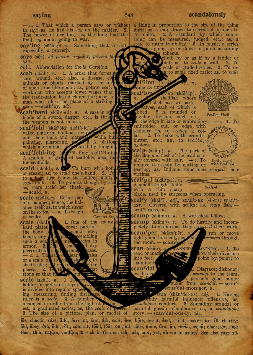 'Anchor engraving' Poster, picture, metal print, paint by Stephen ...