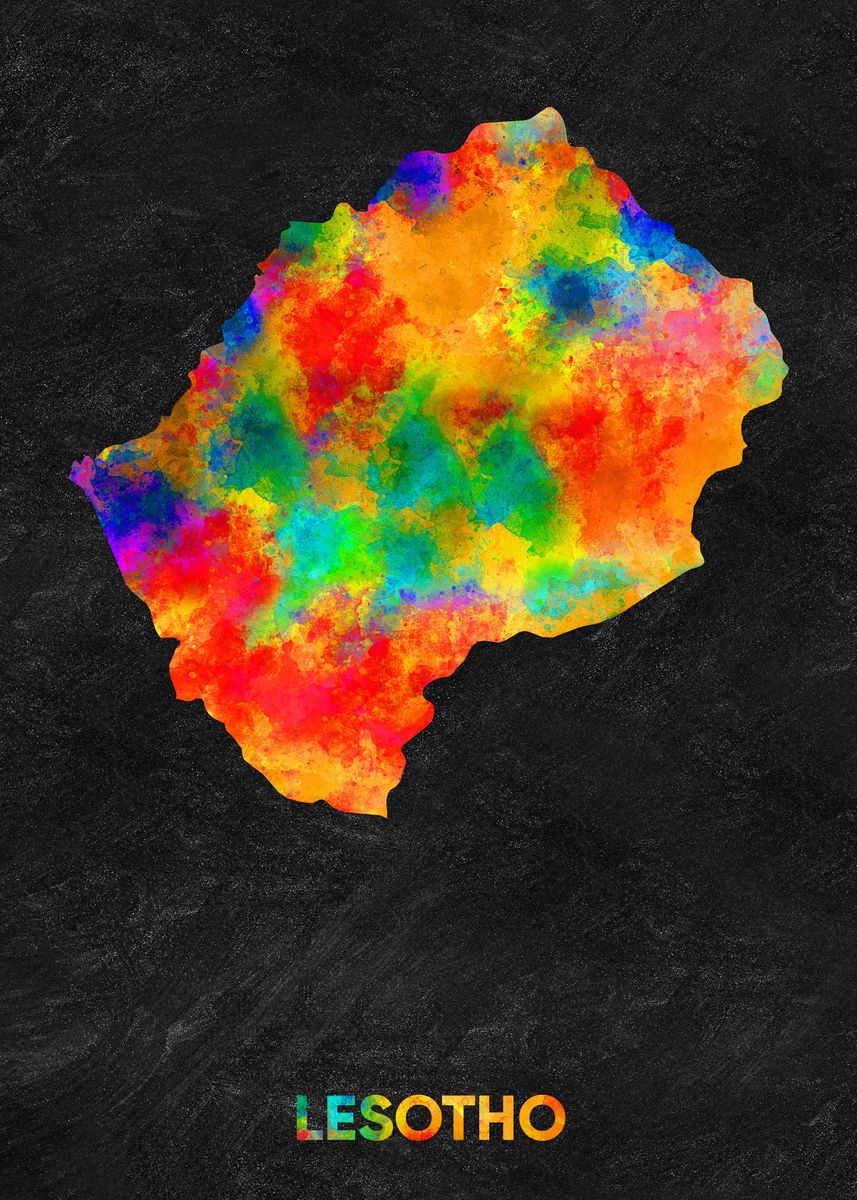 'Lesotho map' Poster, picture, metal print, paint by SplashDesign ...