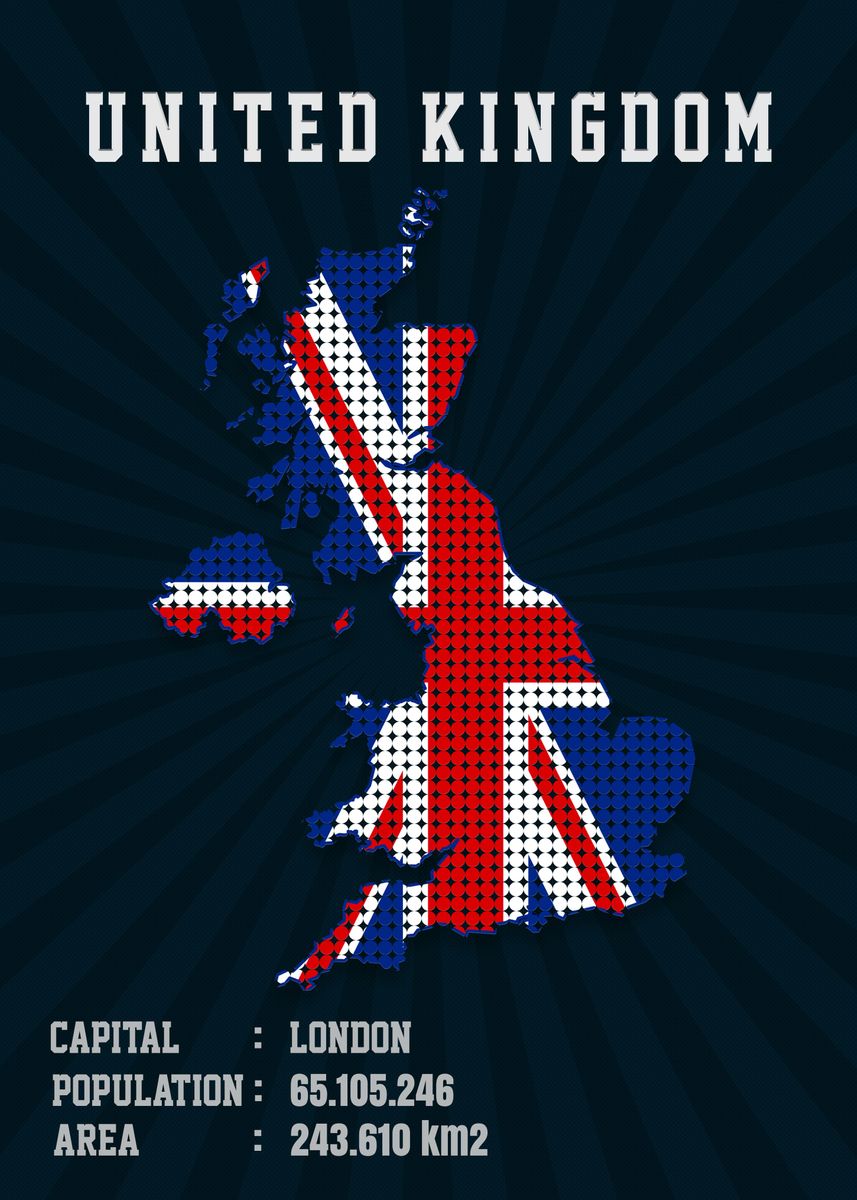 'United Kingdom Country' Poster by Introv Art | Displate