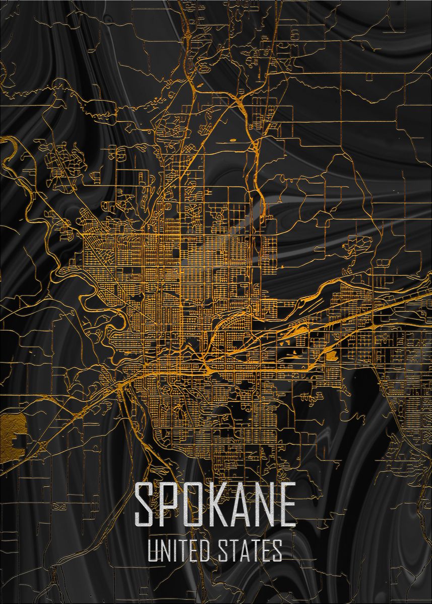 'Spokane United States' Poster, picture, metal print, paint by Coconut ...