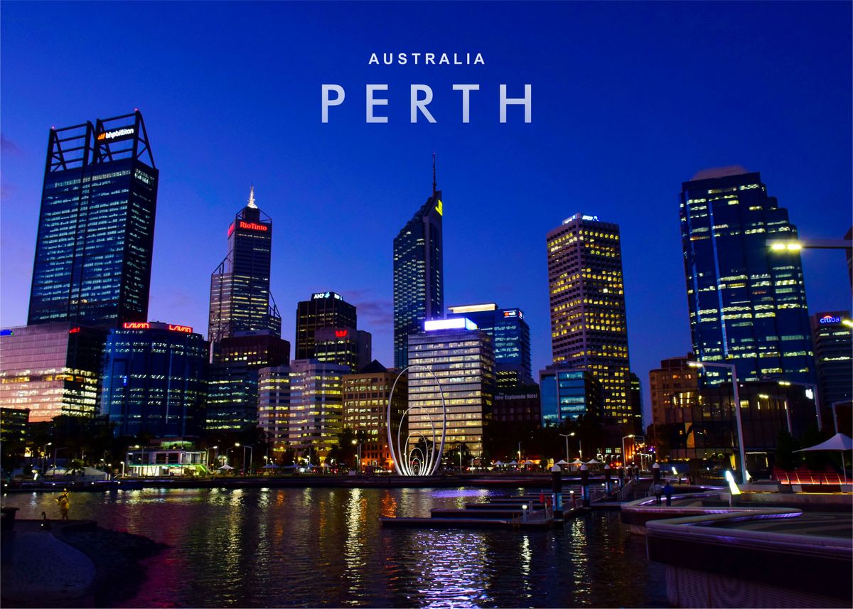 'Perth skyline night' Poster by Ez Photography | Displate