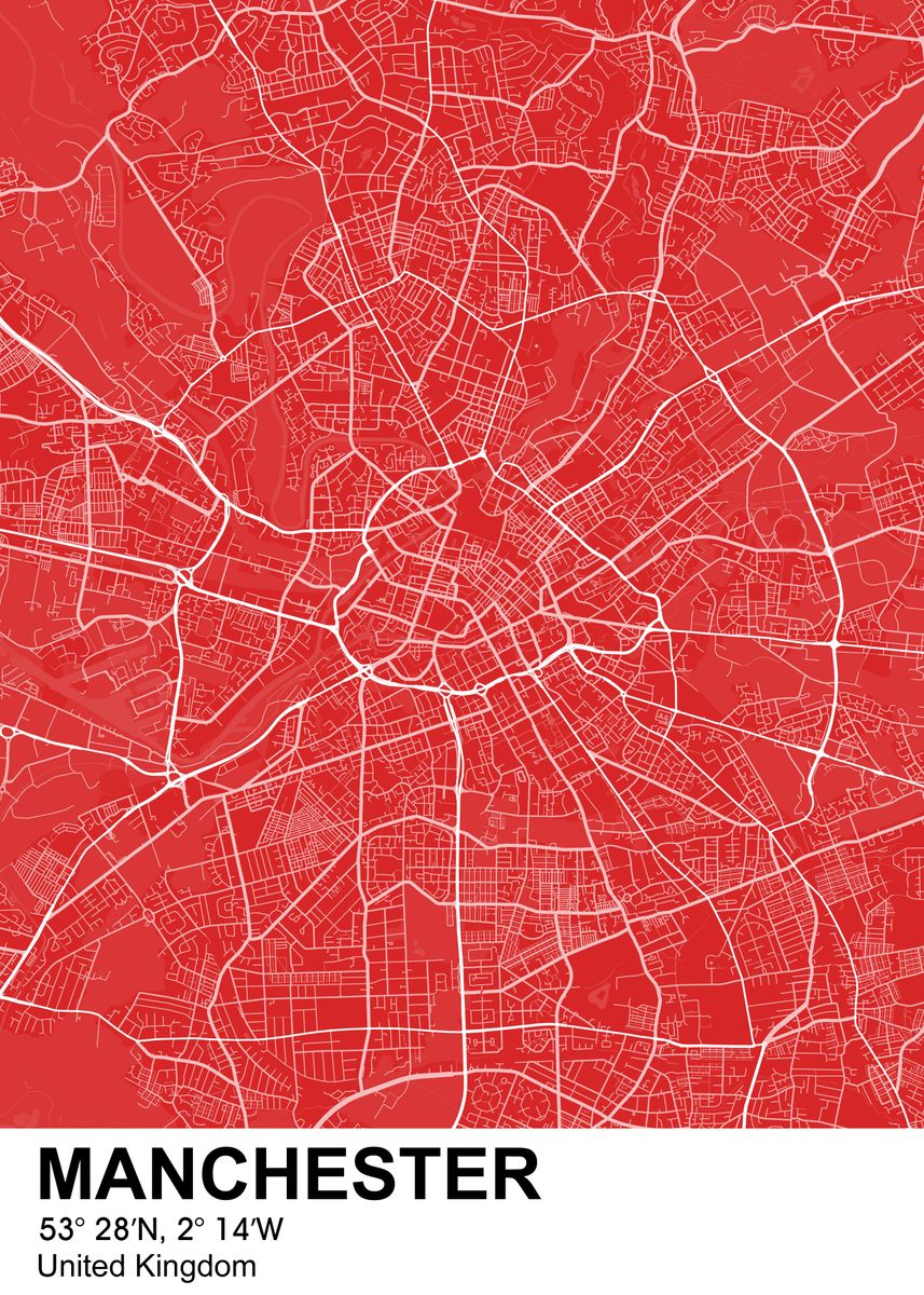 'manchester color city map' Poster by Project X | Displate