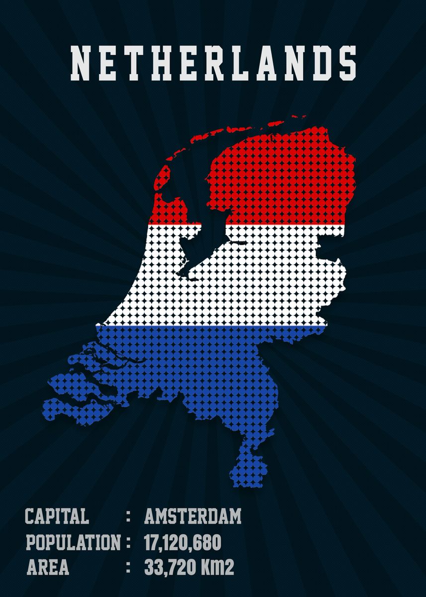 'Netherlands Map' Poster, picture, metal print, paint by MK Store ...