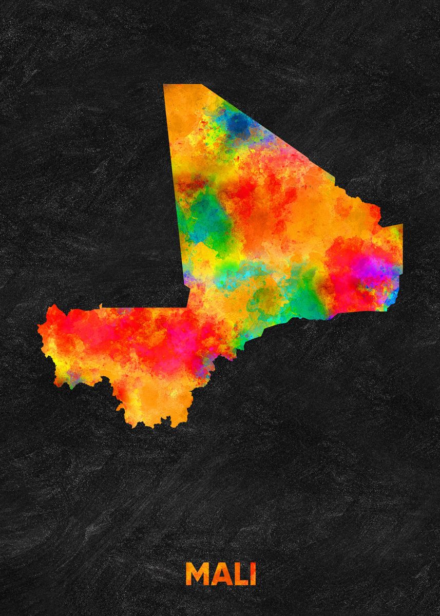 'mali map' Poster, picture, metal print, paint by SplashDesign | Displate