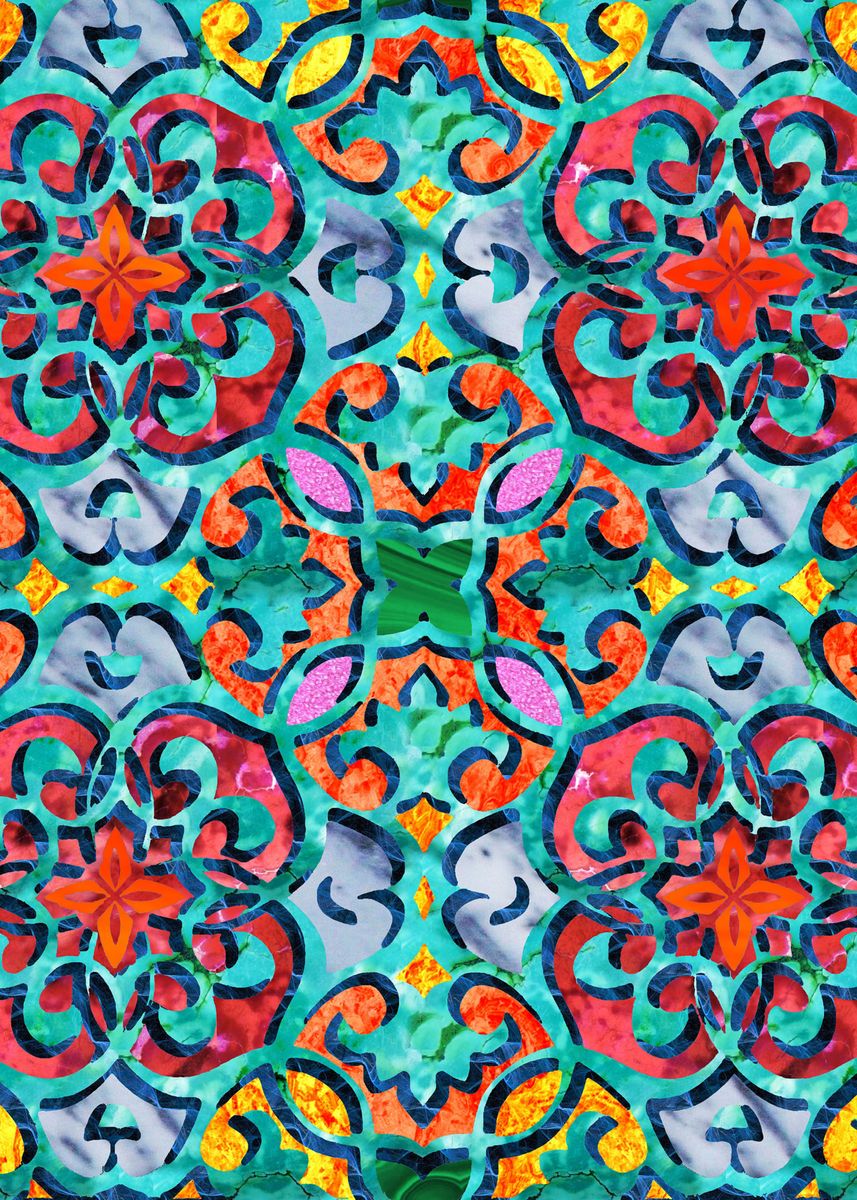 'Moroccan Mandala Tile 01' Poster, picture, metal print, paint by Aloke ...