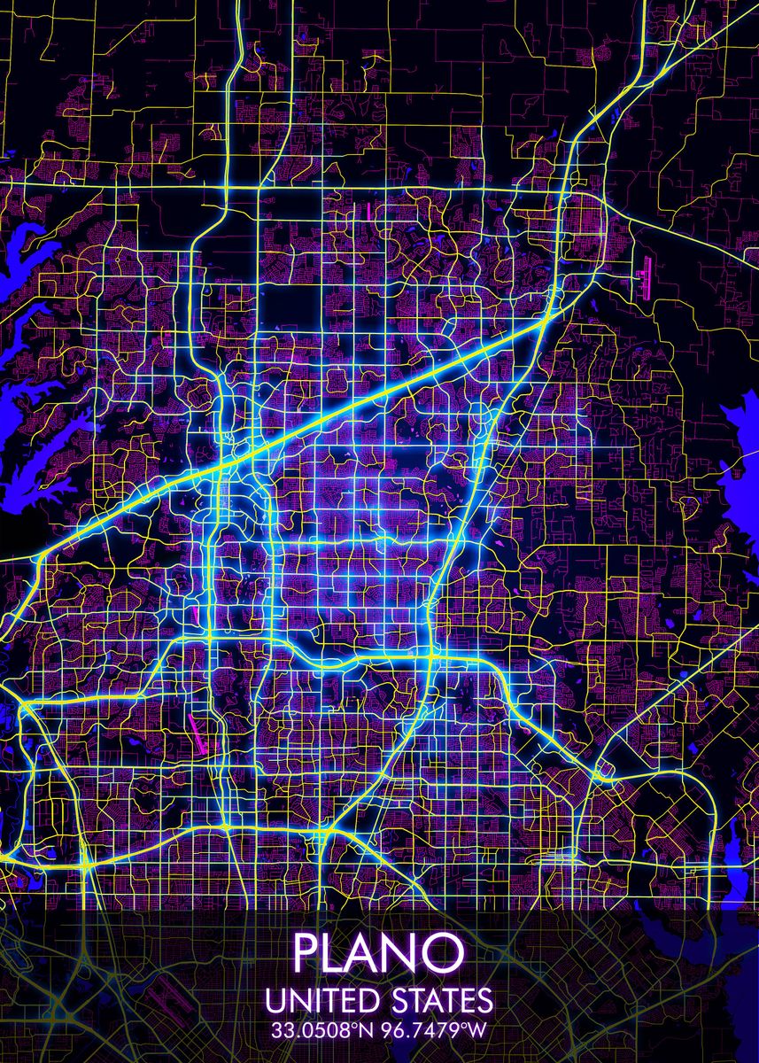 'PLANO City Map' Poster by Artcom Atudio | Displate