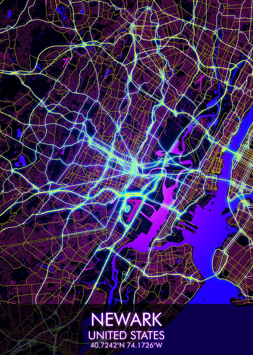'NEWARK City Map' Poster by Artcom Atudio | Displate