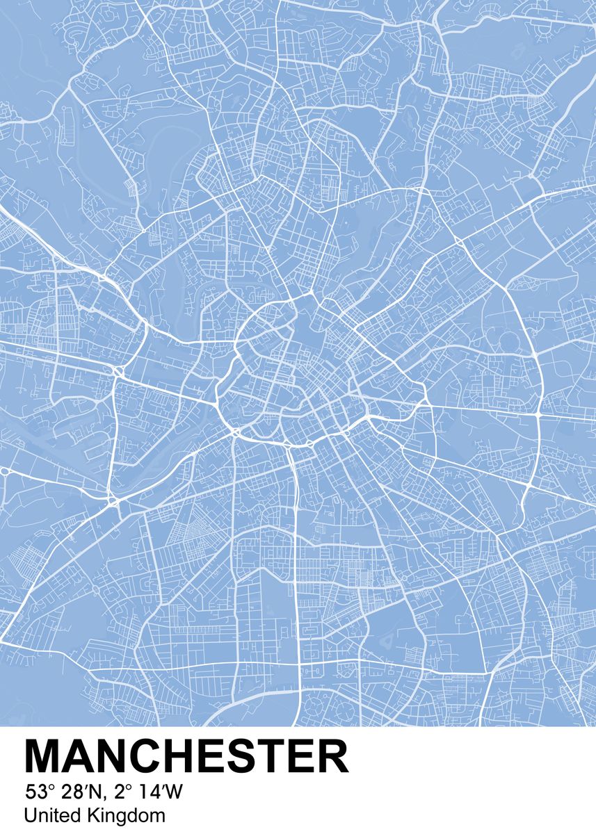 'manchester color city map' Poster by Project X | Displate