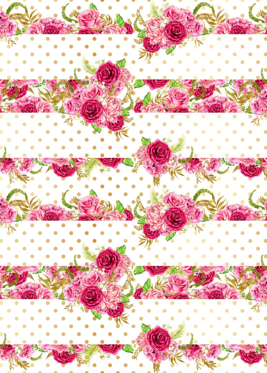 'Pink Roses Pattern 03' Poster by Aloke Design | Displate