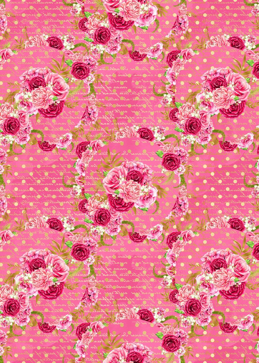 'Pink Roses Pattern 06' Poster, picture, metal print, paint by Aloke ...