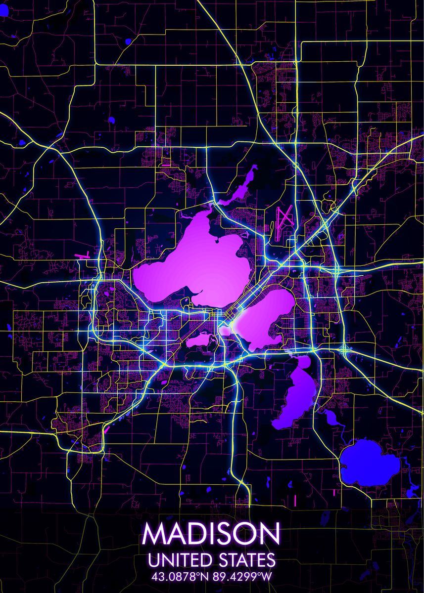 'MADISON City Map' Poster by Artcom Atudio | Displate
