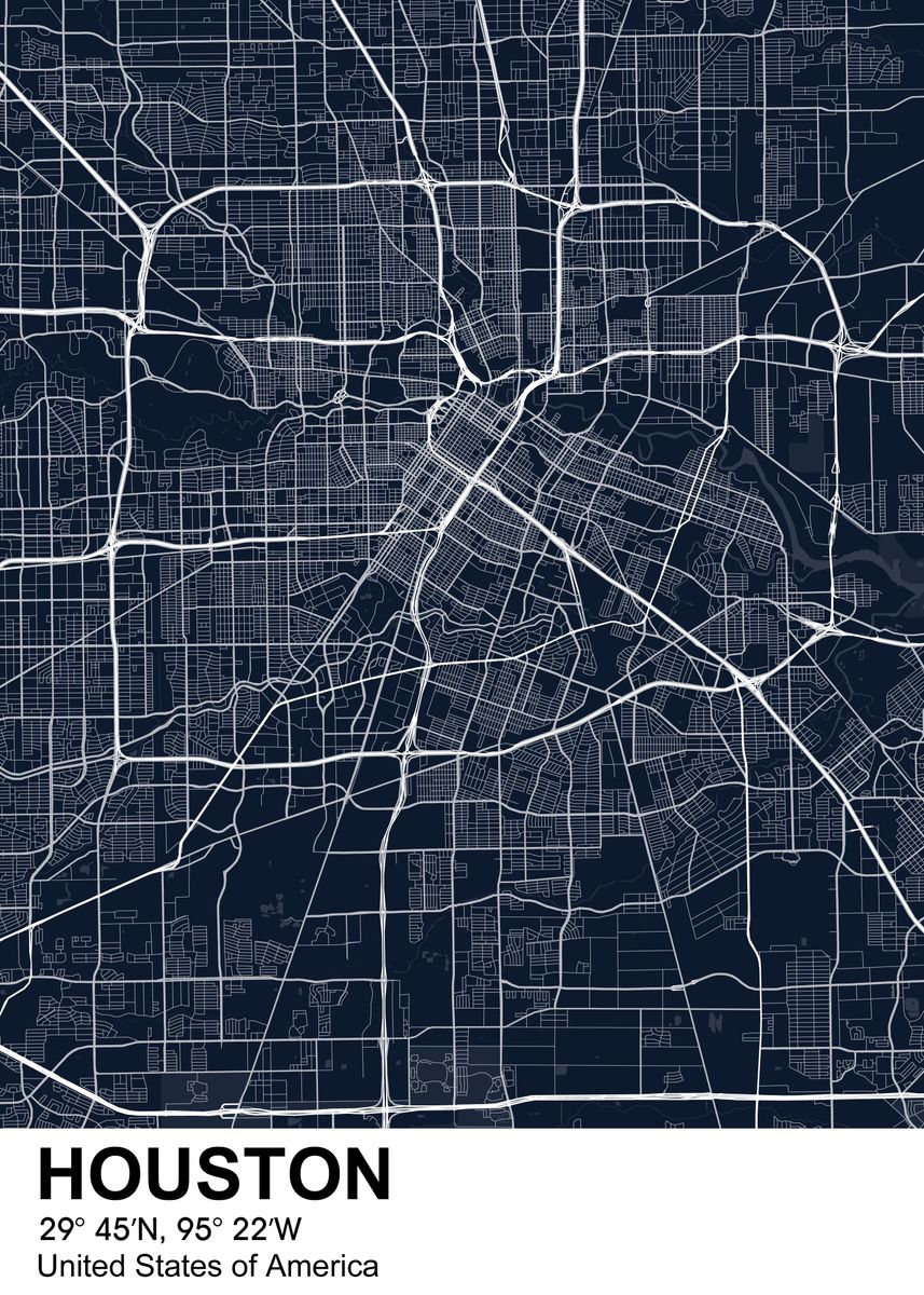 'houston color city map' Poster, picture, metal print, paint by Project ...