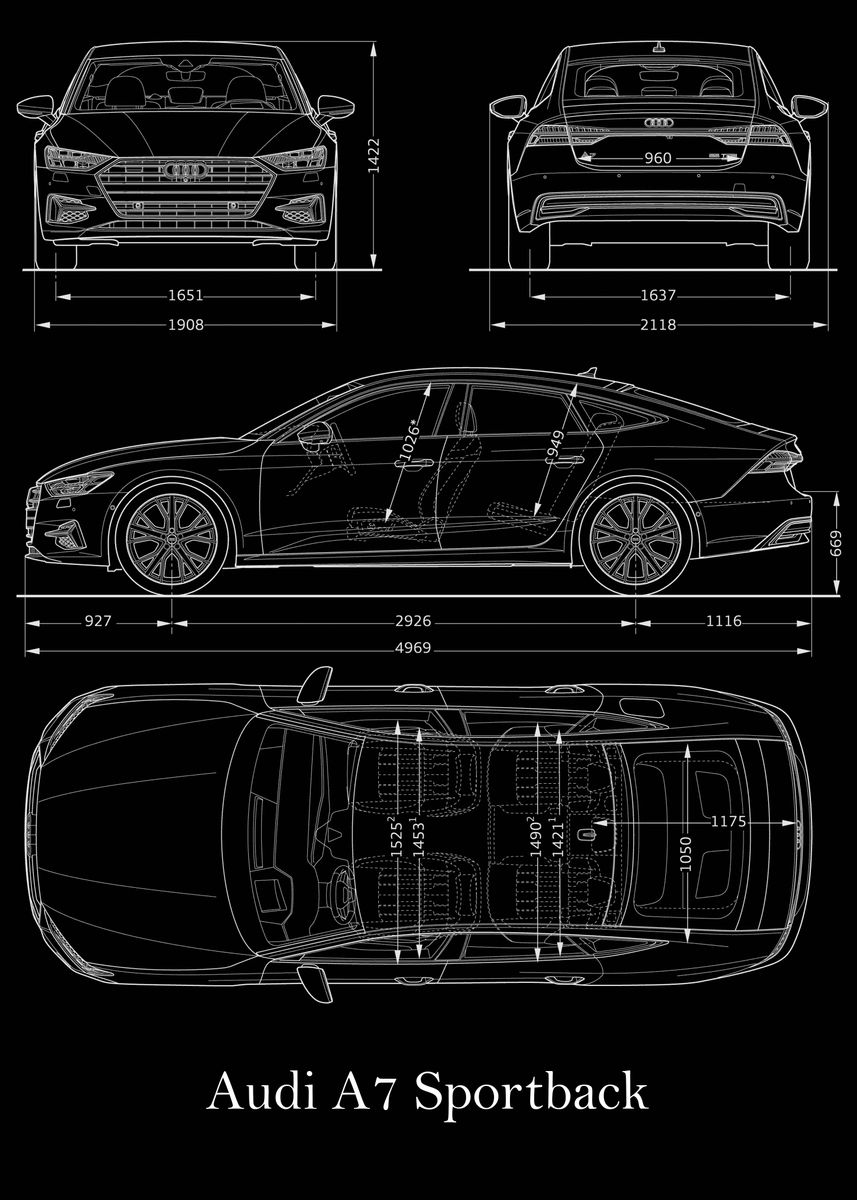 'Audi A7 Sportback 2017 ' Poster, picture, metal print, paint by B & W ...