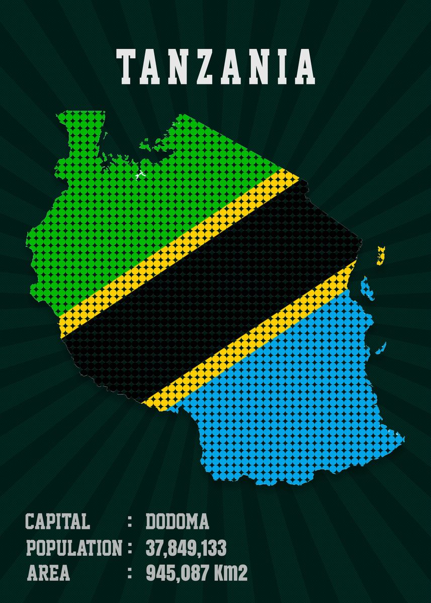 'Tanzania Map' Poster by Introv Art | Displate