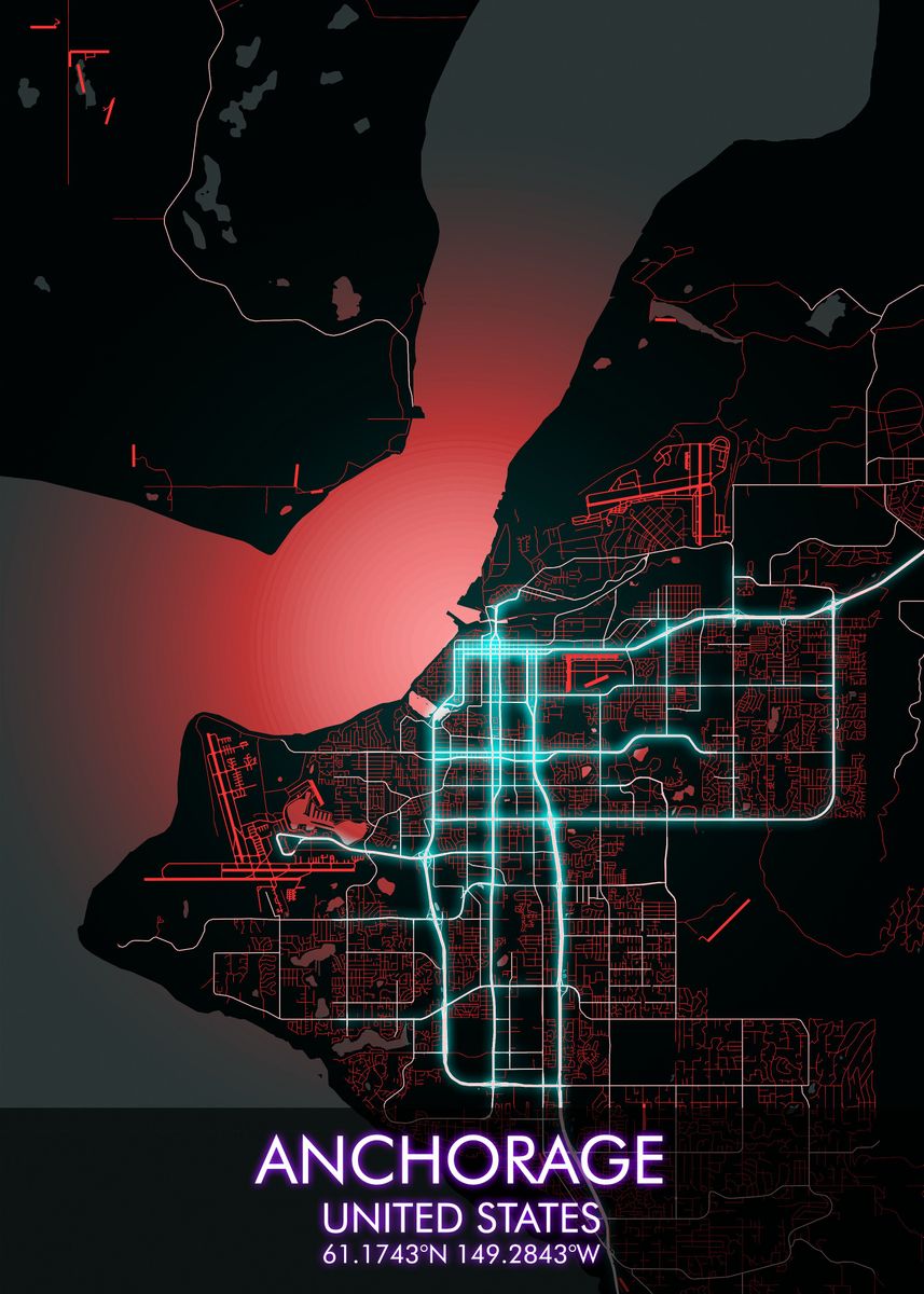 'ANCHORAGE City Map' Poster by cuplizx | Displate
