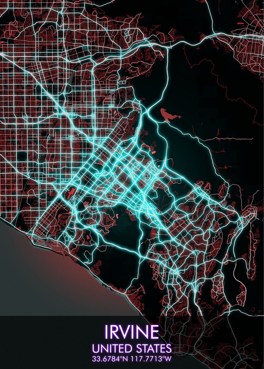 'IRVINE City Map' Poster by cuplizx | Displate