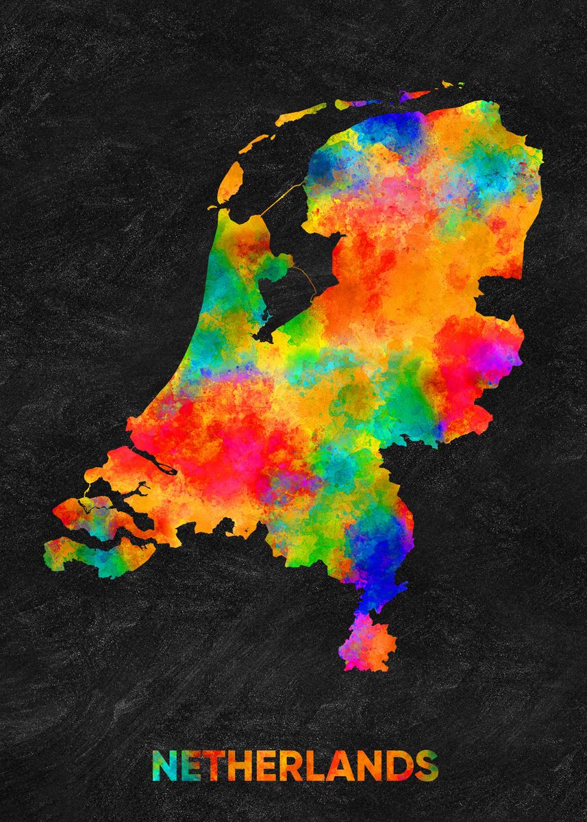 'netherlands map' Poster, picture, metal print, paint by SplashDesign ...