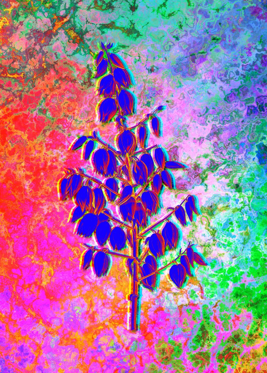 'Neon Botanical Drawing' Poster, picture, metal print, paint by Holy ...