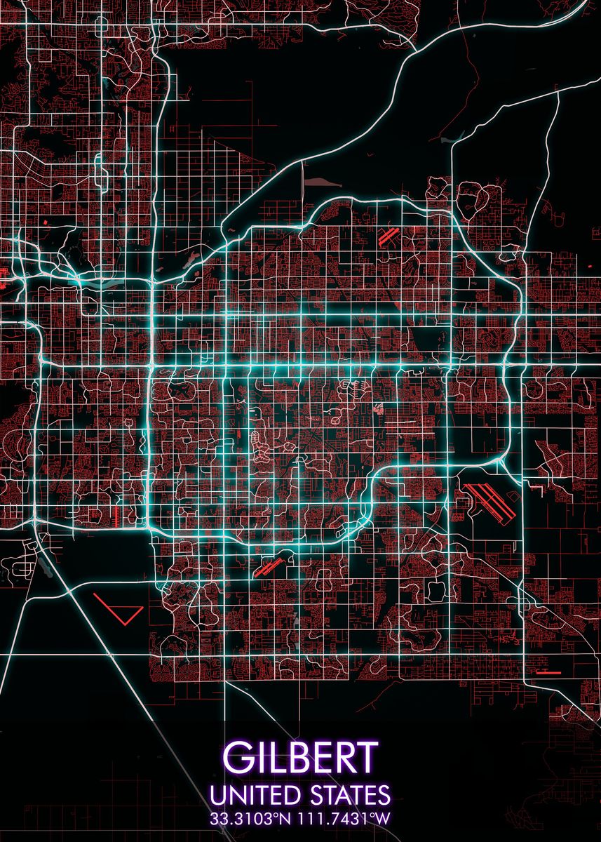 'GILBERT City Map' Poster, picture, metal print, paint by cuplizx ...