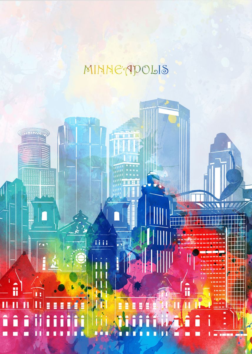'minneapolis cityscape ' Poster by Bekim Art | Displate
