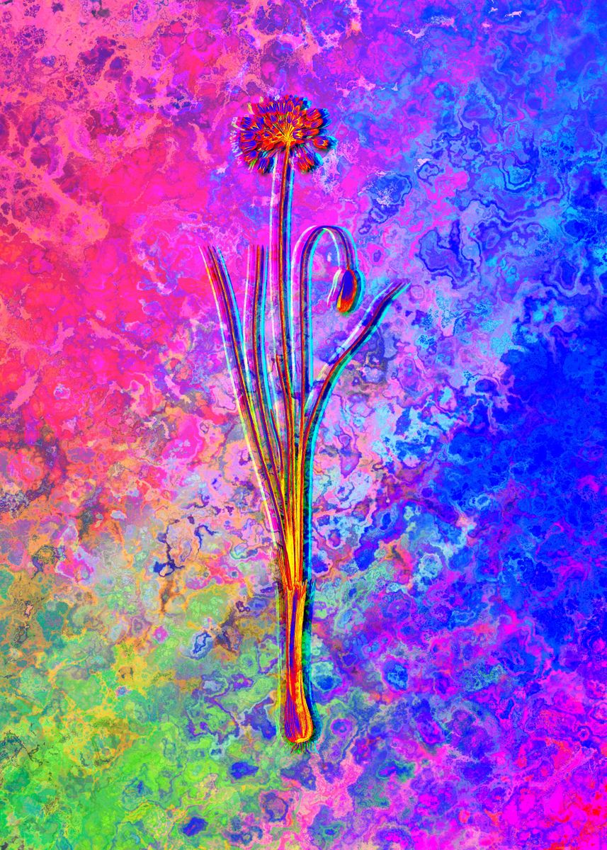 'Neon Flower Illustration' Poster by Holy Rock Design | Displate