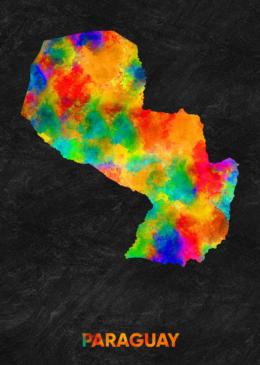 'paraguay map' Poster, picture, metal print, paint by SplashDesign ...