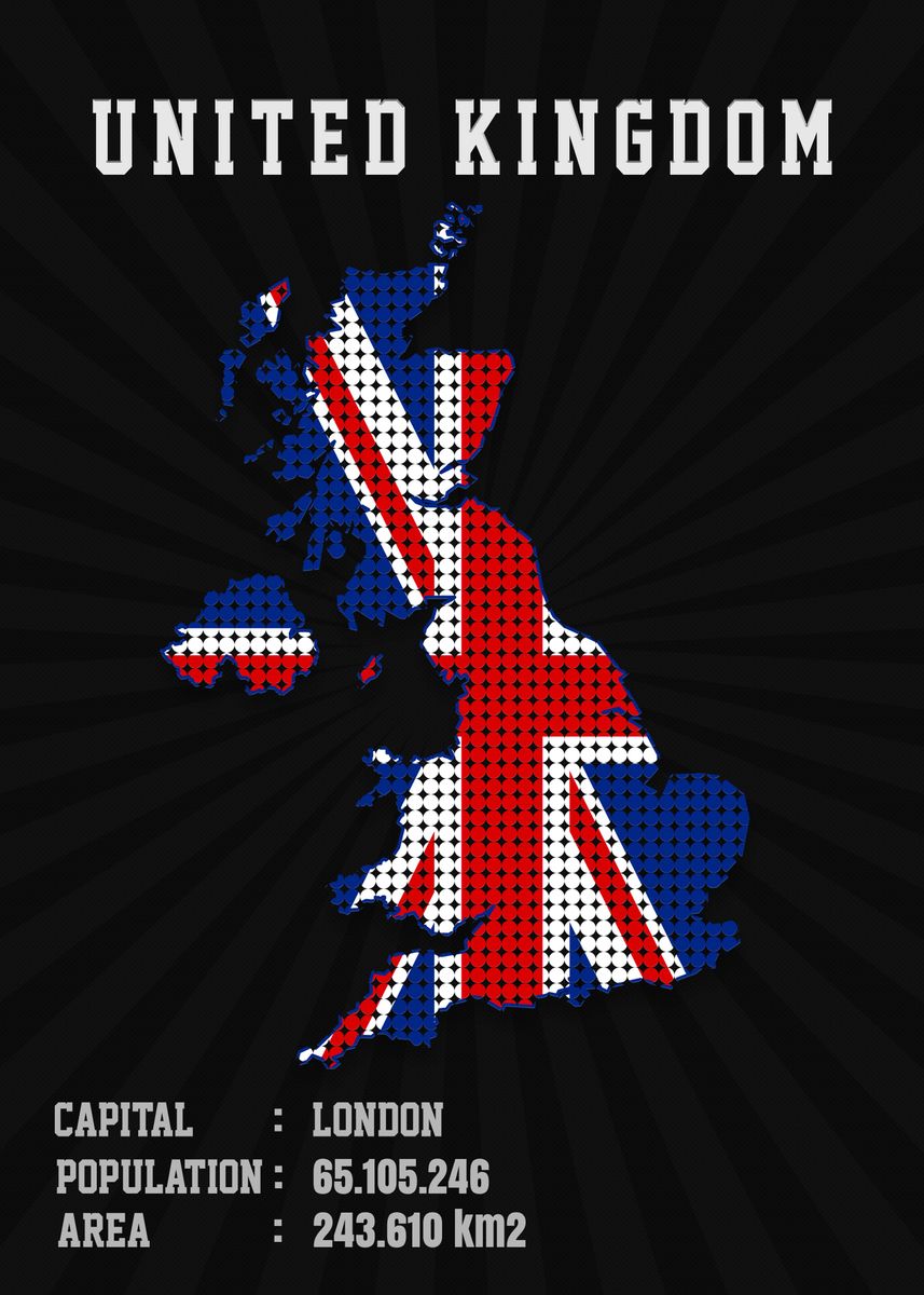 'United Kingdom Map' Poster, picture, metal print, paint by MK Store ...