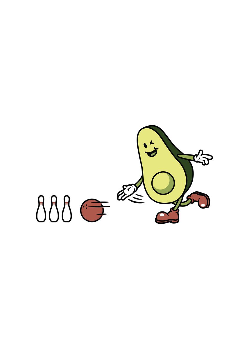 'Avocado Playing Bowling' Poster by Quilimo Studio | Displate