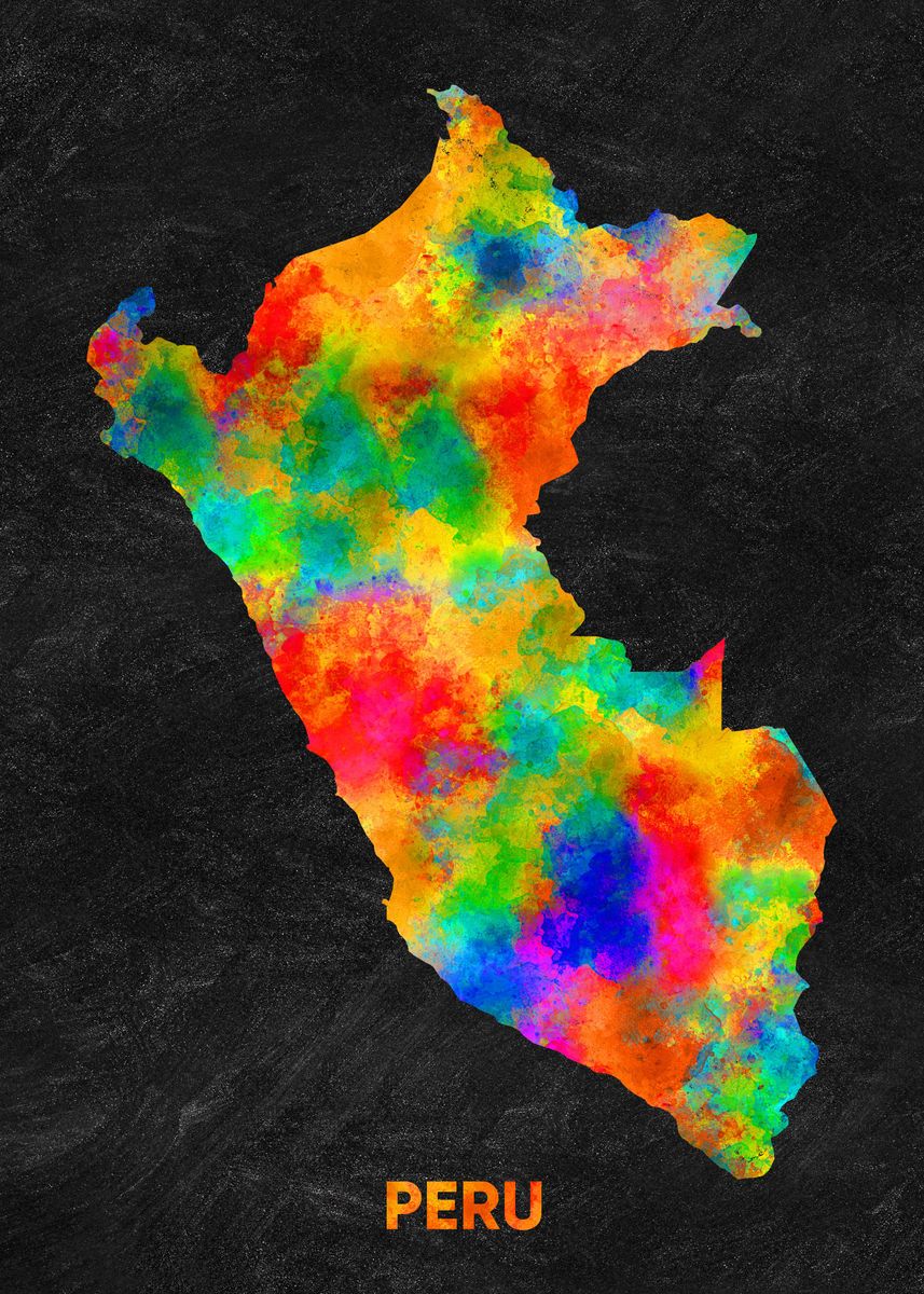 'peru map' Poster, picture, metal print, paint by SplashDesign | Displate