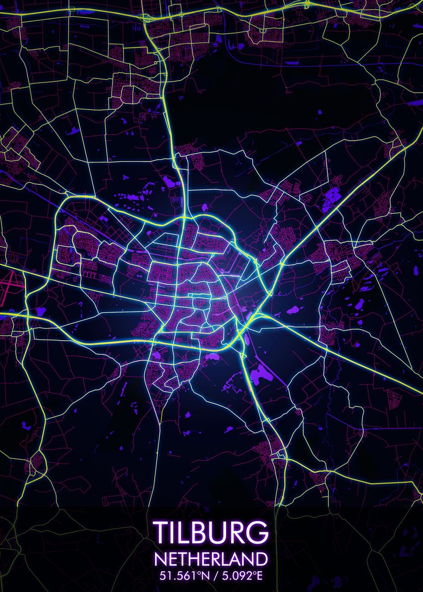 'Tilburg City Map' Poster by Artcom Atudio | Displate