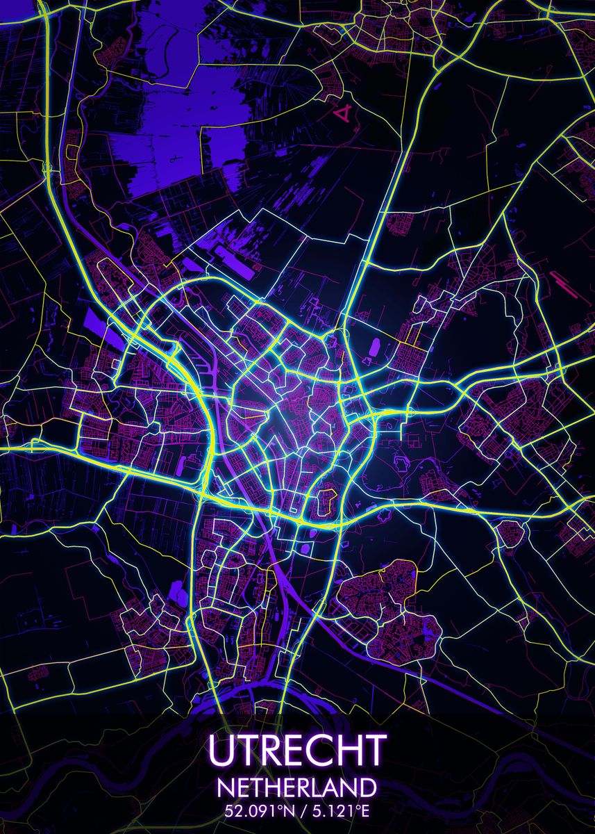'Utrecht City Map' Poster by Artcom Atudio | Displate