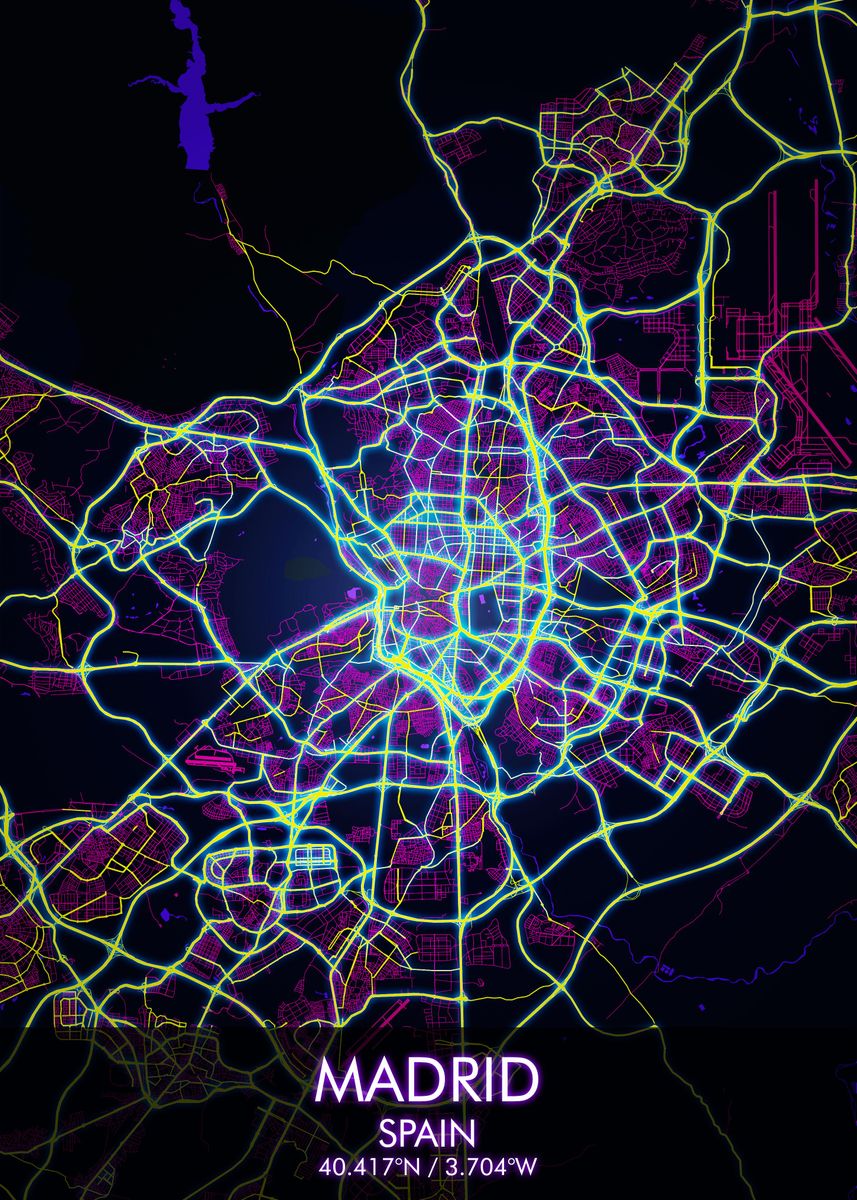 'Madrid City Map' Poster by Artcom Atudio | Displate