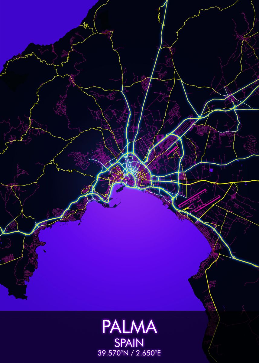 'Palma City Map' Poster by Artcom Atudio | Displate