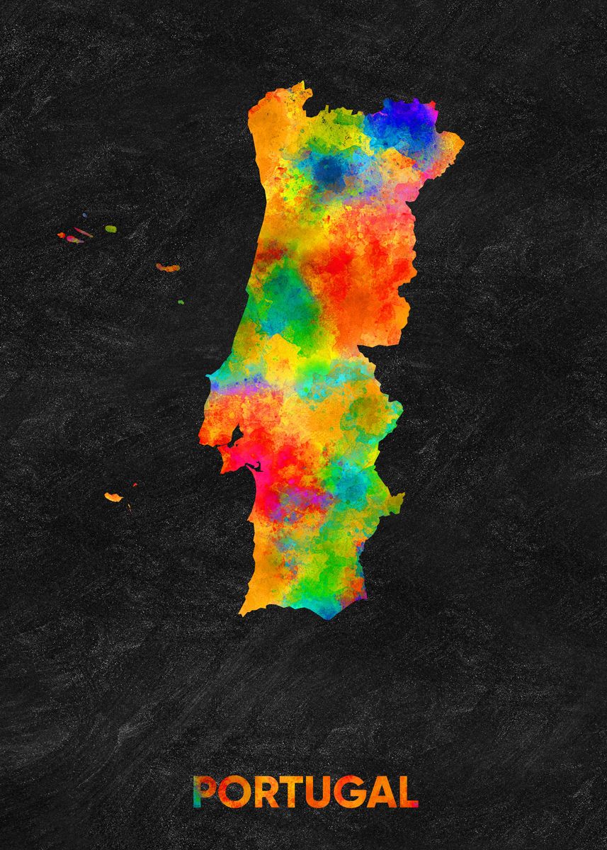 'portugal map' Poster, picture, metal print, paint by SplashDesign ...