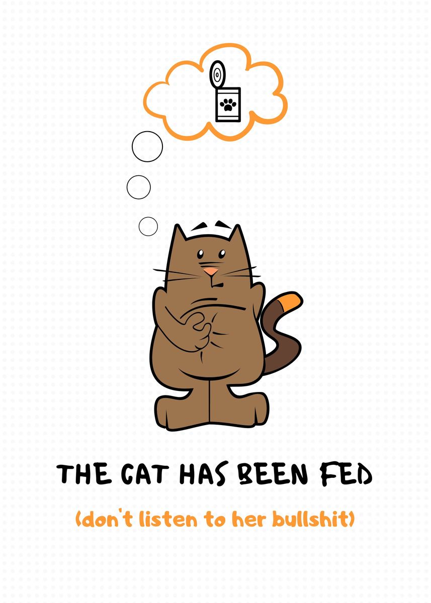 'Hungry cat illustration' Poster, picture, metal print, paint by Nessie ...