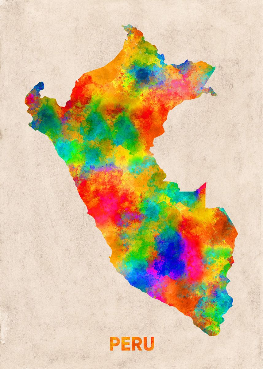 'peru map' Poster, picture, metal print, paint by SplashDesign | Displate