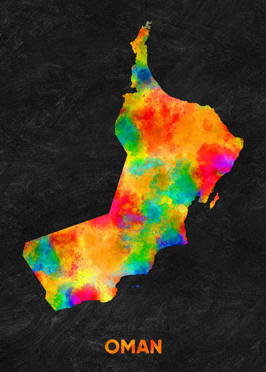 'oman map' Poster, picture, metal print, paint by SplashDesign | Displate