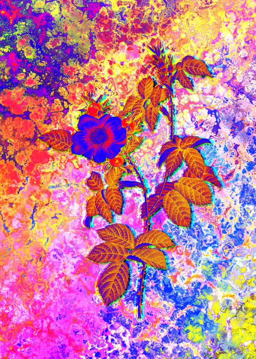 'Neon Botanical Drawing' Poster by Holy Rock Design | Displate