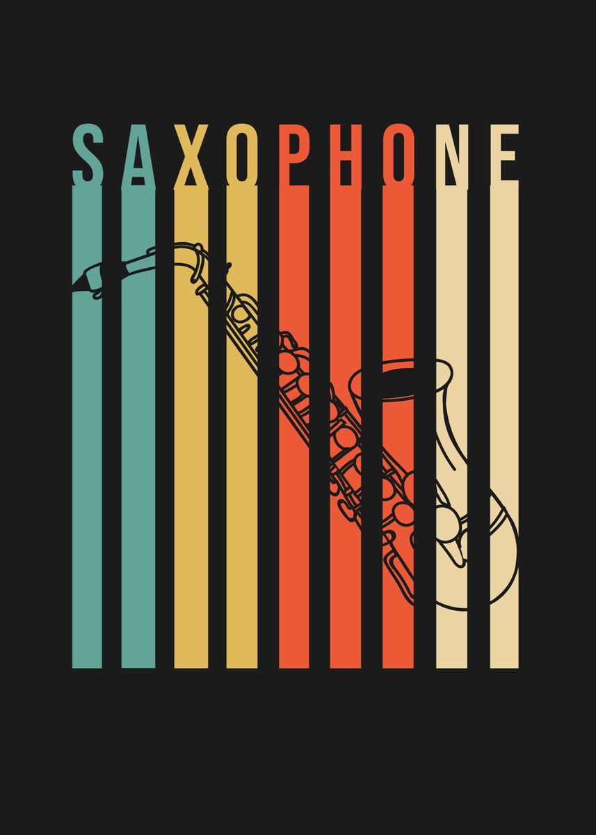 'SAXOPHONE VINTAGE DESIGN' Poster, picture, metal print, paint by ...