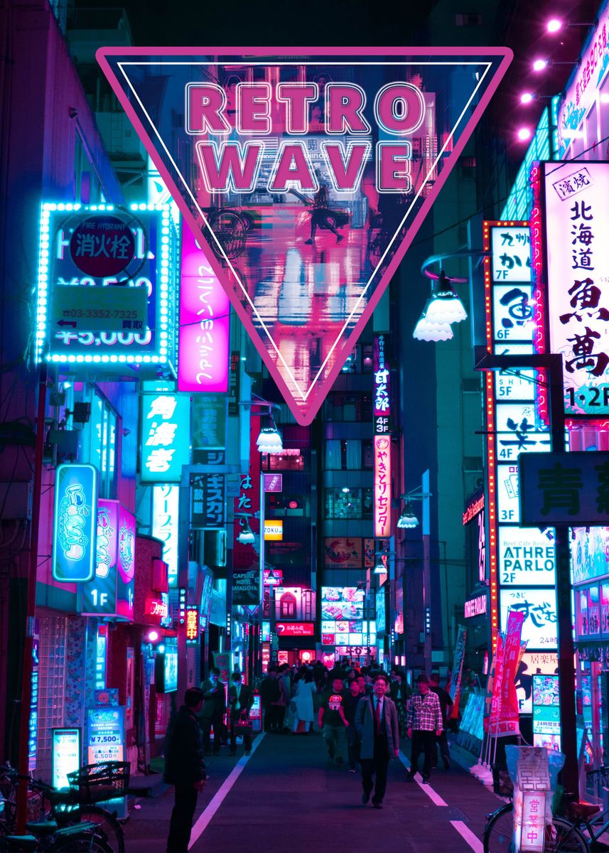 'Retrowave Asia Neon Sign' Poster, picture, metal print, paint by Husti ...