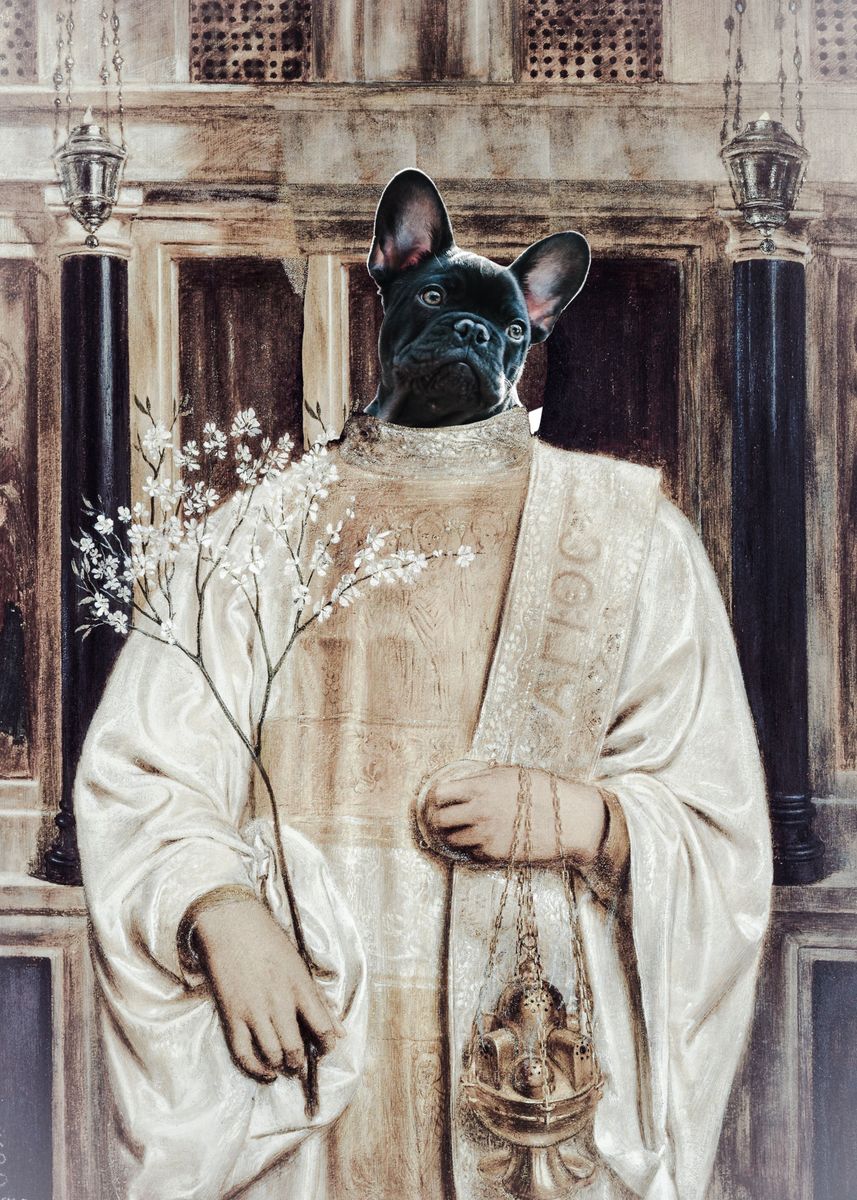 'Religious dog' Poster, picture, metal print, paint by EZ Ezzy | Displate