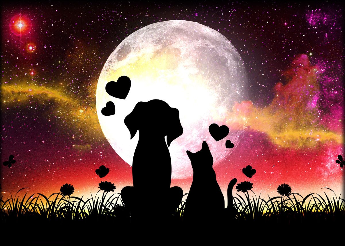 'Cat and Dog' Poster by Foxtails Design | Displate