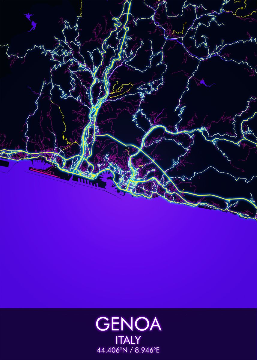 'Genoa City Map' Poster by Artcom Atudio | Displate