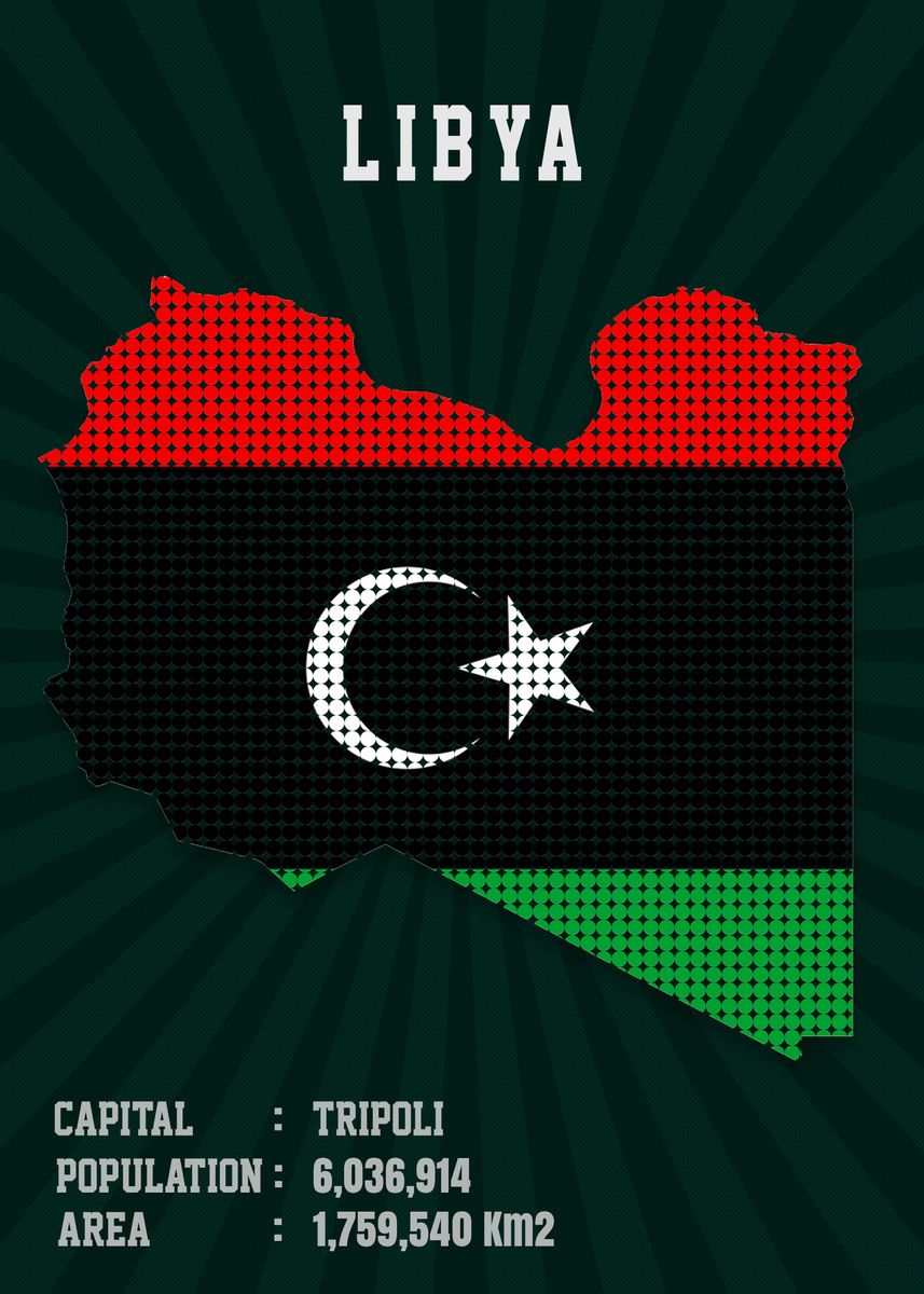 'Libya Map' Poster, picture, metal print, paint by MK Store | Displate