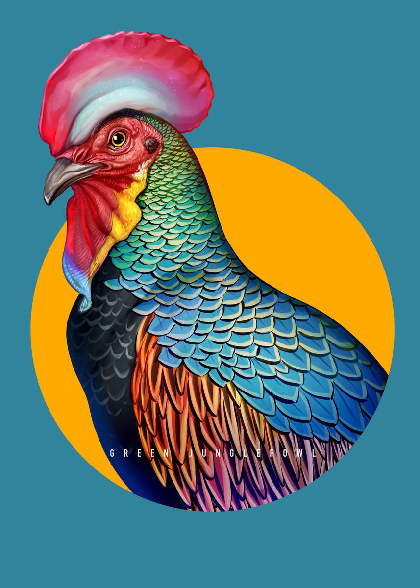 'Green Junglefowl' Poster, picture, metal print, paint by Roni Setiawan ...